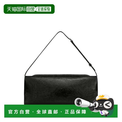 自营courregesBlack Leather Bag - black 美国奥莱直发斜挎包