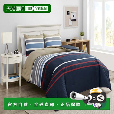 自营Nautica Bradford 全被/大号被子套装 - 海军蓝 美国奥莱直发