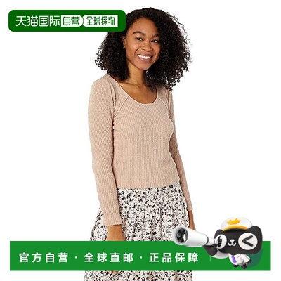 自营 saltwater luxe盐水奢华合身毛衣女式米色针织低圆领套头衫J