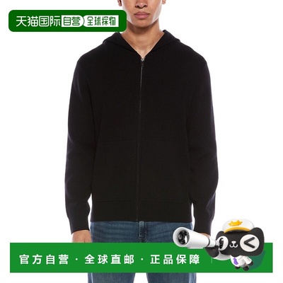 自营Vince Black Modern Full Zip Wool-Blend Hoodie - black 美
