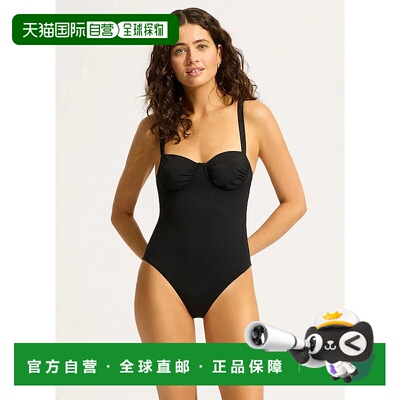 自营Seafolly Collective Swimsuits Women's Black Ruched Under
