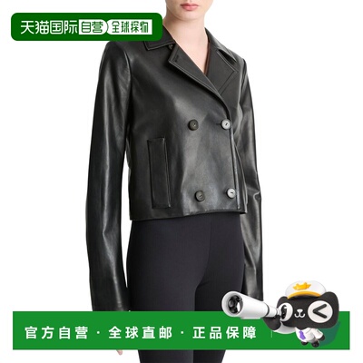 自营Vince Shrunken Leather Peacoat - black 美国奥莱直发外套
