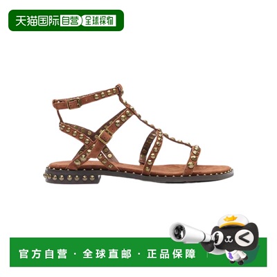 自营ashStudded Flat Sandals With Ankle Strap And Cushioned F