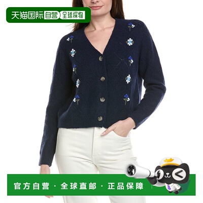 自营CeCe Wool-Blend Pointelle Cardigan - blue 美国奥莱直发