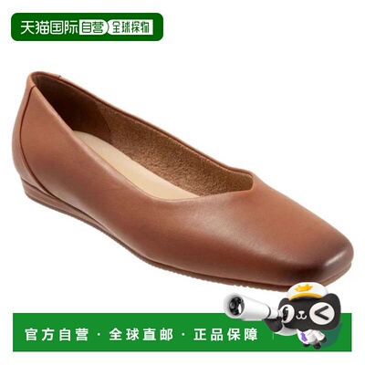 自营SoftWalk Vellore芭蕾平底女2E黄褐色皮革方头HTAT1769-Brown