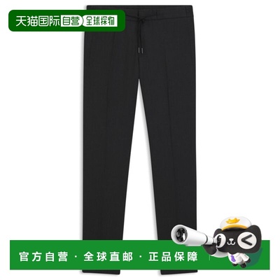 自营bossSlim-fit trousers in virgin wool and silk - black 美