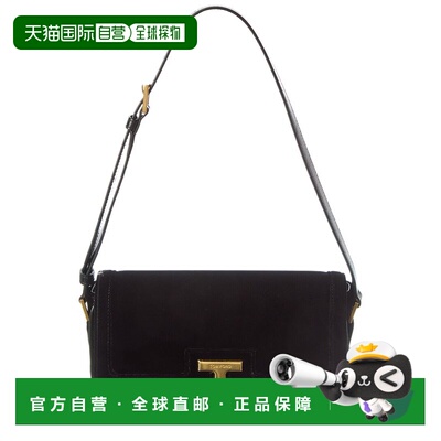 自营Tom Ford Leather & Velvet Shoulder Bag - black 美国奥莱