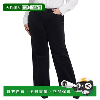 自营NYDJ Plus Teresa黑色阔腿牛仔裤-黑色 美国奥莱直发直筒裤