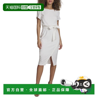 自营Kensie Crepe Scuba Midi Dress - White 连衣裙美国直发奥莱