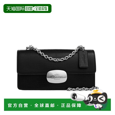 自营 COACH 女士斜挎包 CR106SVBK SS2024 黑色 Eliza 翻盖斜挎包