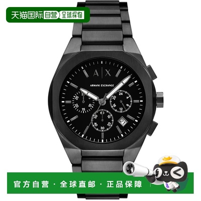 自营Armani Exchange男式Rafael黑色表盘手表-黑色 美国奥莱直发