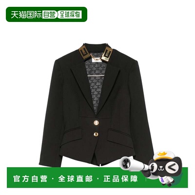 自营elisabetta franchi合身剪裁黑色西装外套-黑色 美国奥莱直发