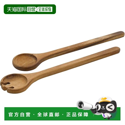 自营 Zassenhaus 金合欢木 2 件套沙拉餐具套装，13.75 英寸 x 2.