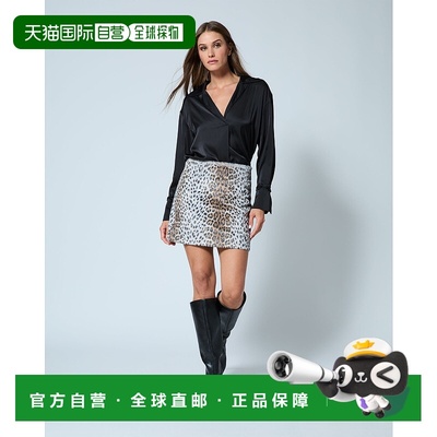 自营 adrienne landau猎豹印花仿毛皮迷你裙-虎豹 美国奥莱直发