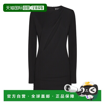 1h可退 香港直邮潮奢 versace 范思哲 女士 黑色 Slashed 连衣裙