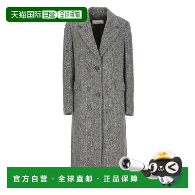 自营peserico灰色亮片人字形羊毛大衣-灰色 美国奥莱直发