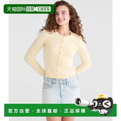 自营Aeropostale Scalloped Crew Cardigan - yellow 778 美国奥