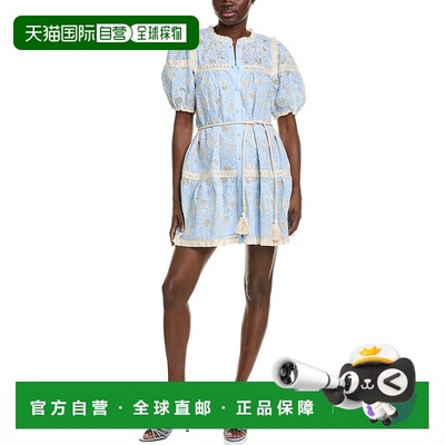 自营 Stellah刺绣迷你连衣裙-蓝色 美国奥莱直发新款