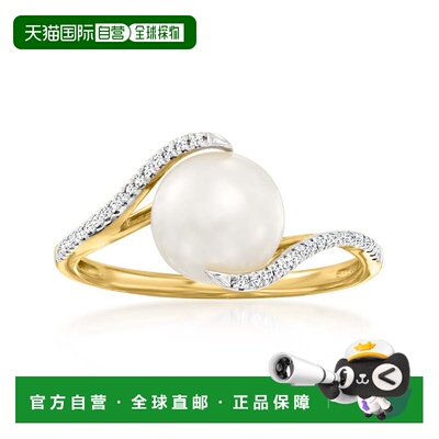 自营Ross-Simons 8-8.5mm Cultured Pearl Ring With Diamonds in