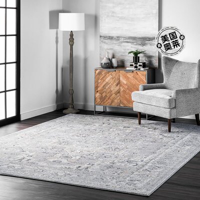 nuLOOM Gena Distressed Transitional Medallion Area Rug - lig