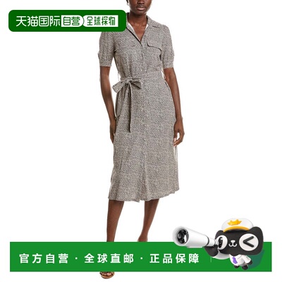自营Nicole Miller Jade Linen-Blend Midi Dress - grey 美国奥