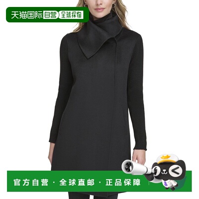 自营kenneth cole肯尼斯 科尔羊毛混纺中号夹克-黑色 美国奥莱直