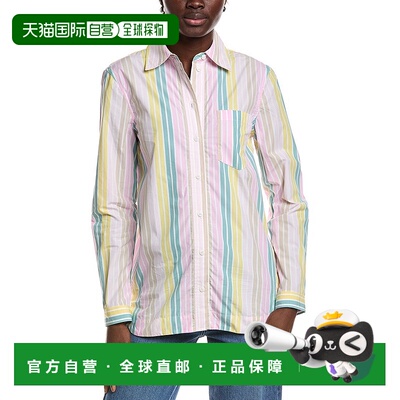 自营GANNI Stripe Shirt - pink 美国奥莱直发