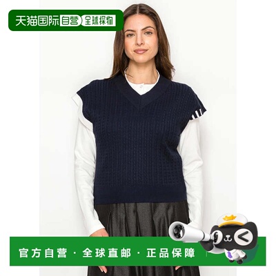 自营yal new yorkClassic Navy Textured Knit Vest - navy 美国