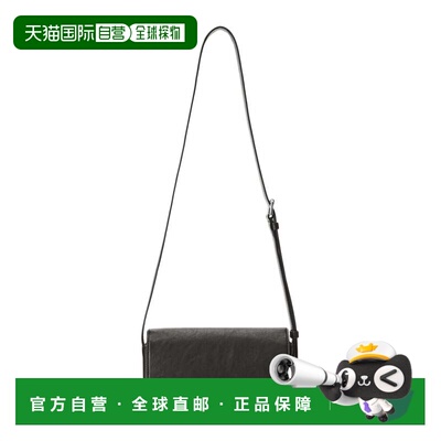 自营alexander wang黑色Punch翻盖小牛皮斜挎包-黑色 美国奥莱直