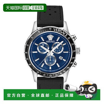 自营Versace Sport Chrono Leather Watch - black/stainless ste