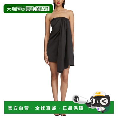 自营Halston Isla Heavy Satin Mini Dress - black 美国奥莱直发