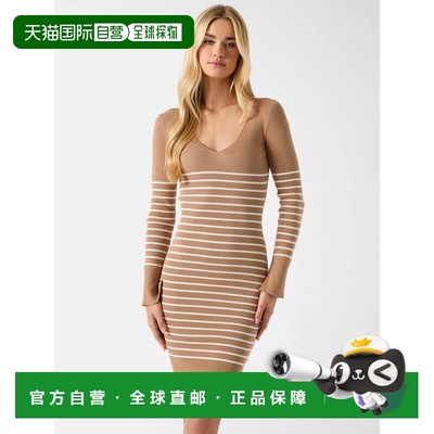 自营guessLia Striped Sweater Dress - wet sand multi - f1az