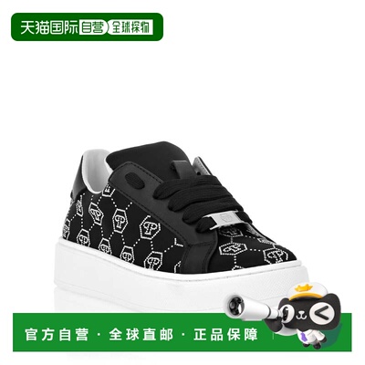 自营philipp pleinSatin Lo-Top Sneakers Monogram Strass - bla