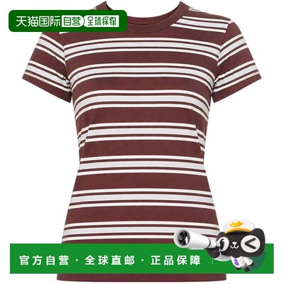自营rag & bone女士粗纺条纹t恤，棕色蓝色Multi-multi 美国奥莱