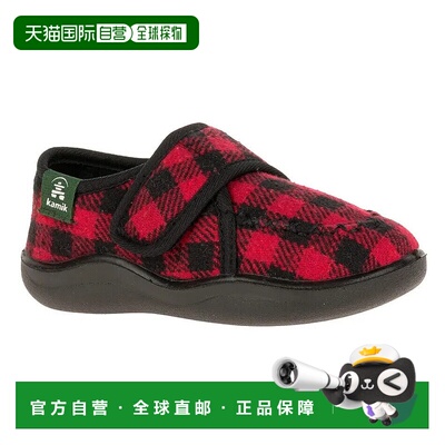 自营Kamik Cozylodge HK9004-REB Slippers Kids Red Plaid Moc T