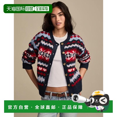 自营lucky brandLucky品牌女Fairisle开衫-深红色 美国奥莱直发