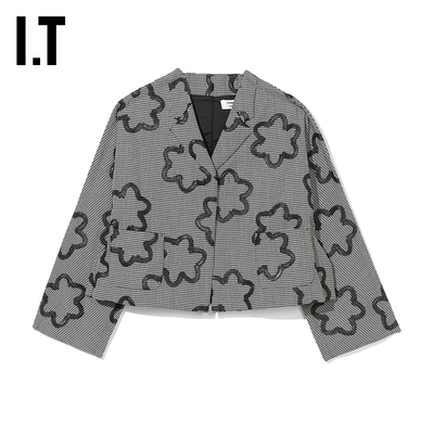 IT千鸟格廓形夹克外套