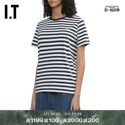 ITA.P.C.条纹短袖T恤活力清爽