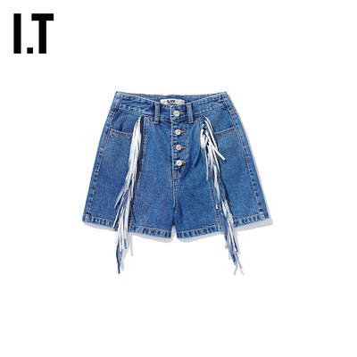 itsjyp女装牛仔短裤撞色高腰