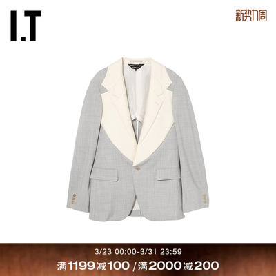 IT拼色拼接西装夹克外套