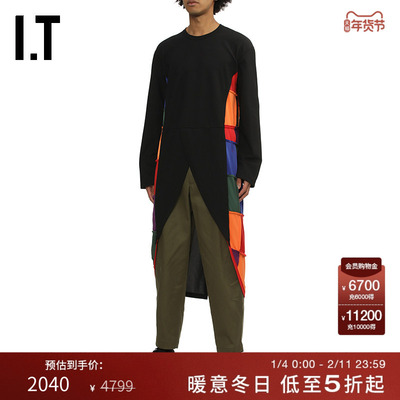 IT圆弧下摆开叉长T恤上衣