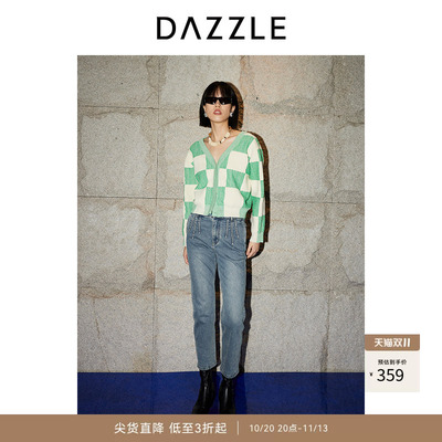 DAZZLE地素牛仔做旧水洗直筒裤