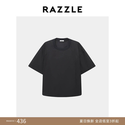 RAZZLE地素奥莱男装黑色小上衣夏季短袖小上衣