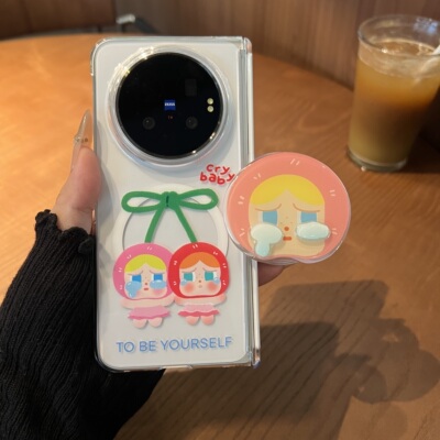 适用vivoxfold6折叠屏手机壳XFold5趣味樱桃女孩华为mateX7磁吸支架matex6x5中轴透明保护链条oppoN6防摔女款