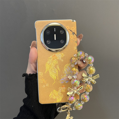 国风海棠花锦鲤折叠屏华为手机壳