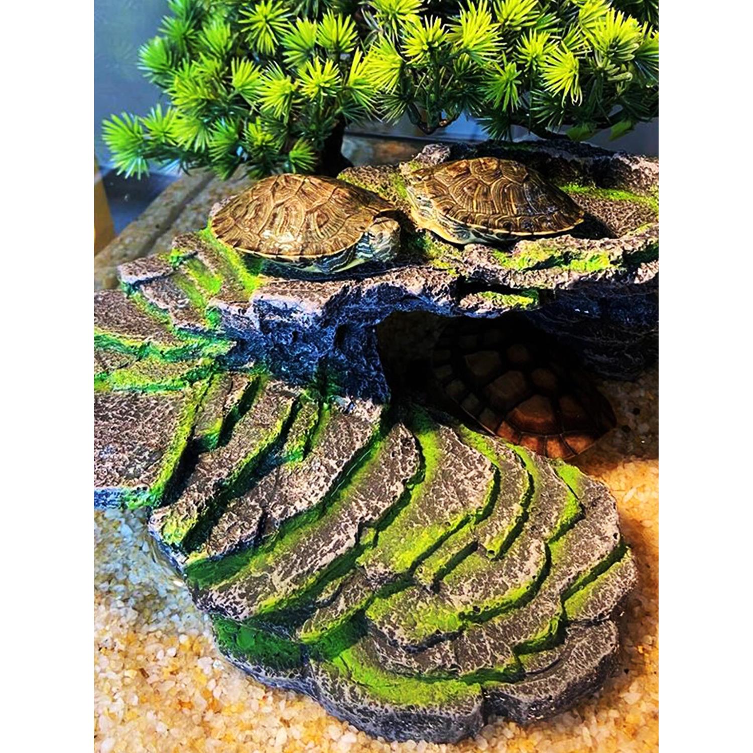 乌龟晒台爬台爬梯爬宠躲避屋洞穴守宫鬃狮蜥蜴晒背石头饲养缸造景