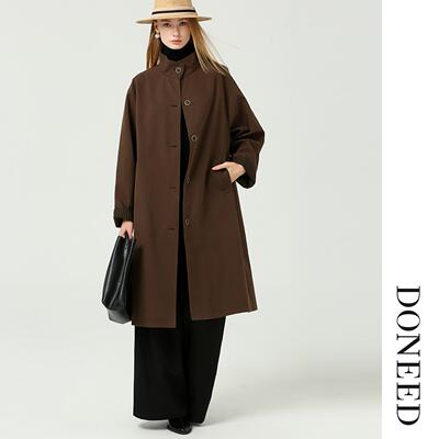 简约休闲高智感宽松中长风衣外套
