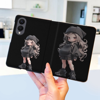 凛汐适用三星ZFold8手机壳翻盖皮套全包中轴铰链GalaxyZFold8折叠屏保护套皮革个性潮牌防摔卡通男女款