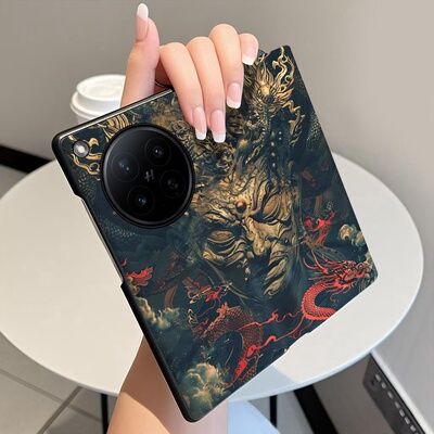 怒目金刚适用OPPOFindN6手机壳翻盖全包皮套FindN5折叠屏磁吸休眠N6高级手机套OPPO N5个性潮牌防摔保护套