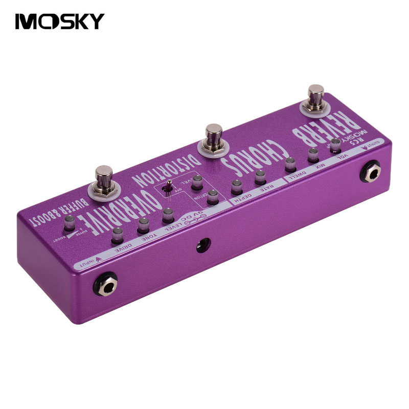 MOSKY RC5多合一综合效果器 电吉他混响合唱失真过载boost buffer